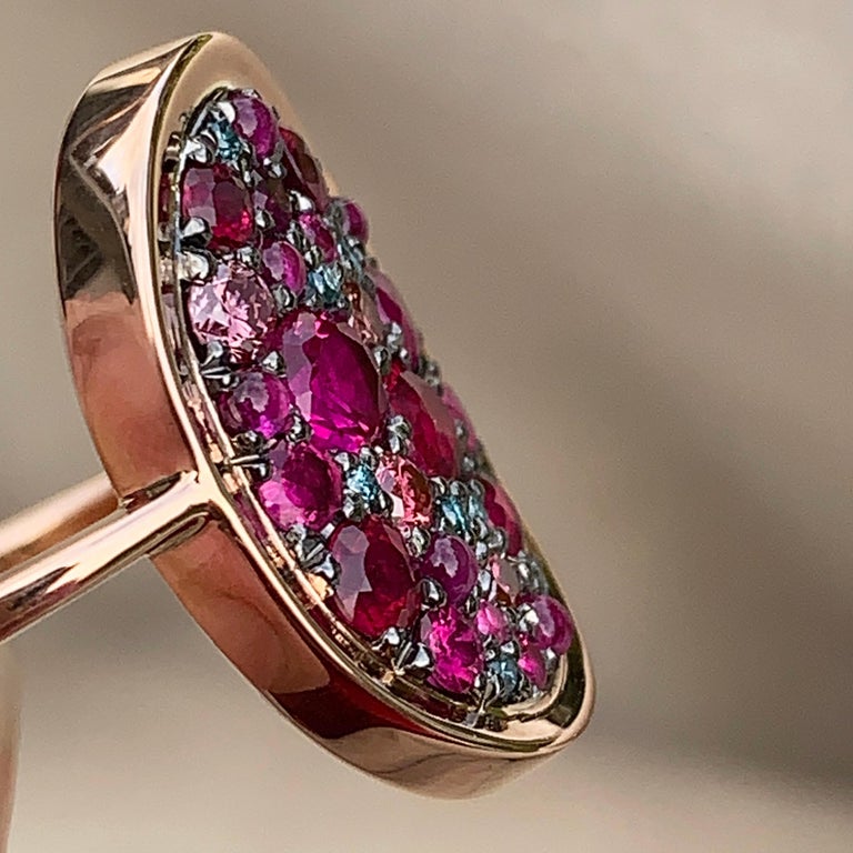 Ruby, Pink and Blue Diamond Pave Ring at 1stDibs | pink pave ring