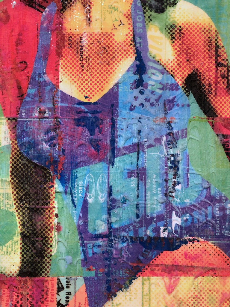 Jon Davenport - "Poolside" Mixed Media Figurative Collage Composition ...