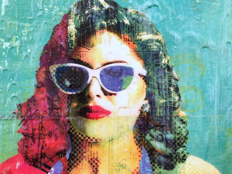 Jon Davenport - "Poolside" Mixed Media Figurative Collage Composition ...