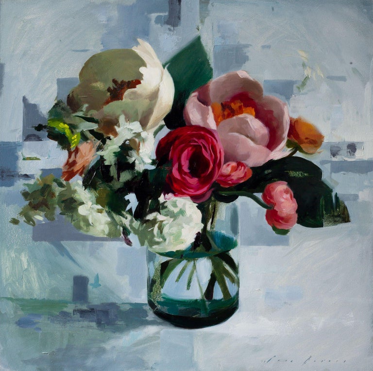 Jon Doran - "Pink and White Peonies with Ranunculus and Hydrangea" Oil ...