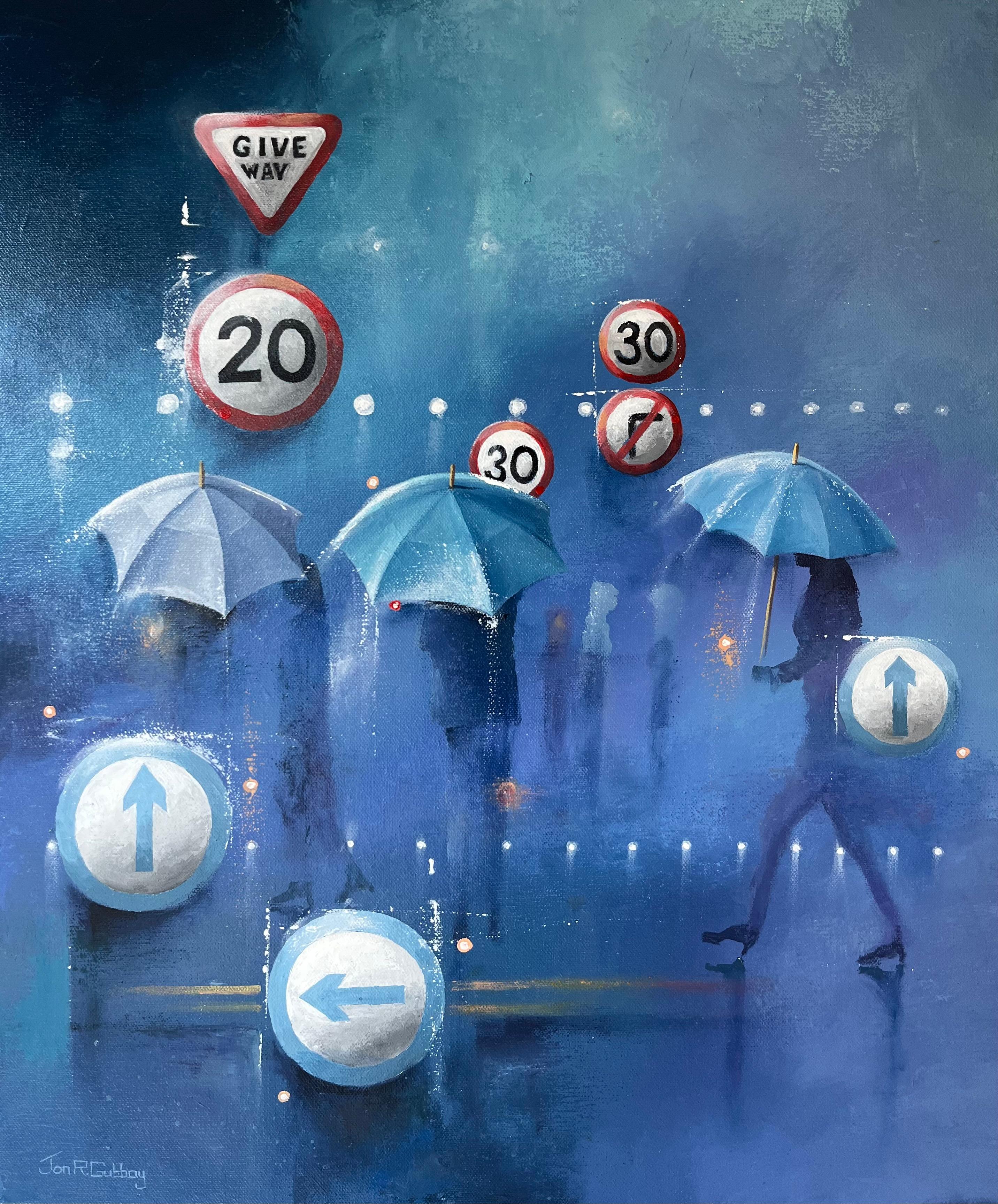 Jon Gubbay - Early Evening Rain - oil painting, original abstract ...