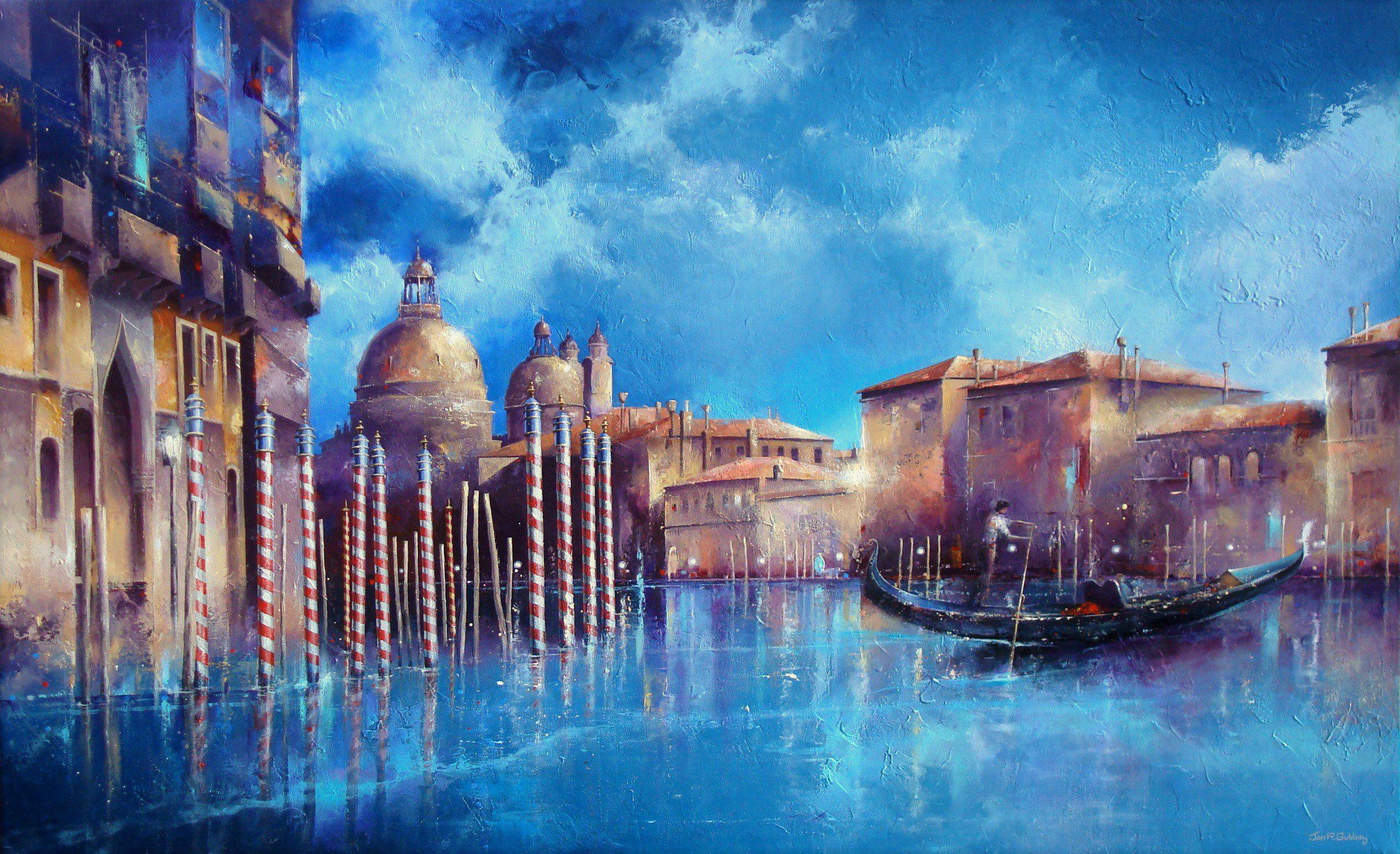 Jon Gubbay - Last Light on the Grand Canal Venice - oil painting modern ...