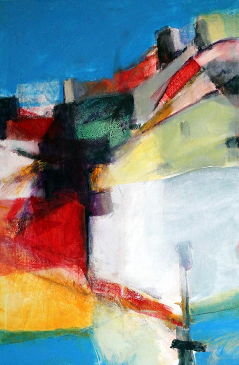 Jon Rowland - Carmargue - Vincent's Town 2, Original Abstract Painting, Red and Blue Art For ...