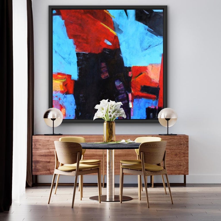 Jon Rowland - Serenissima - Untitled, Blue and Red Abstract Painting ...