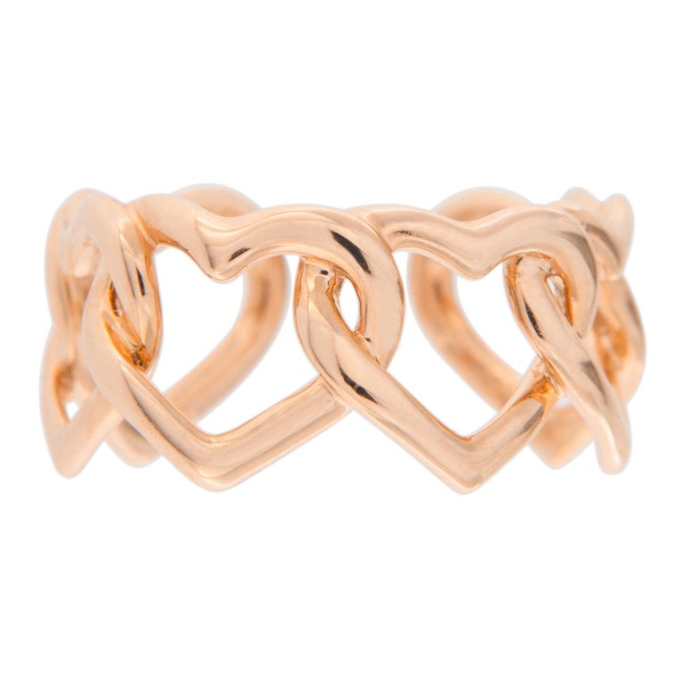 Alex Jona 18 Karat Rose Gold Interlocking Hearts Open Band Ring For ...