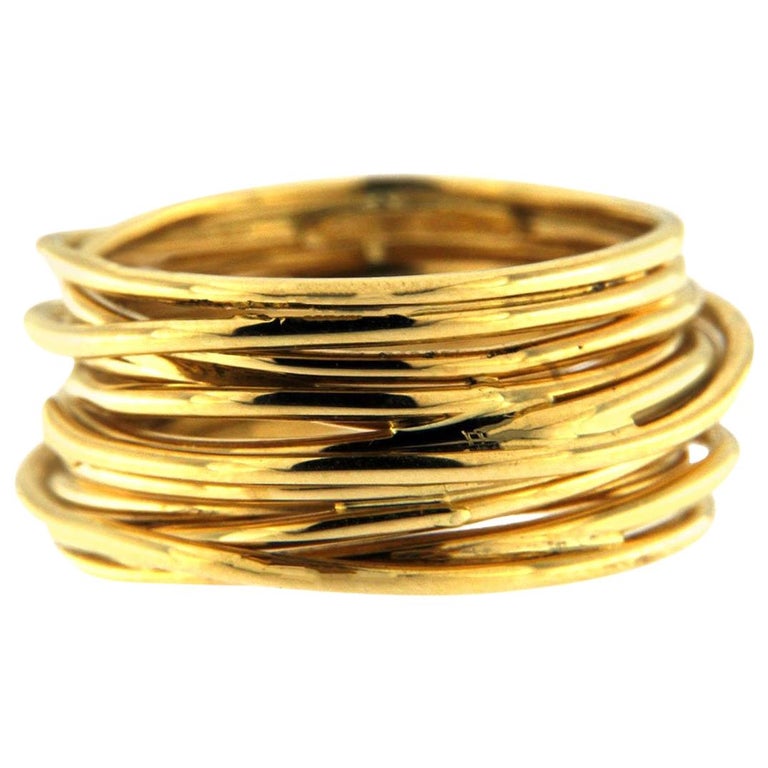 Jona 18 Karat Yellow Gold Spaghetti Ring Band at 1stDibs