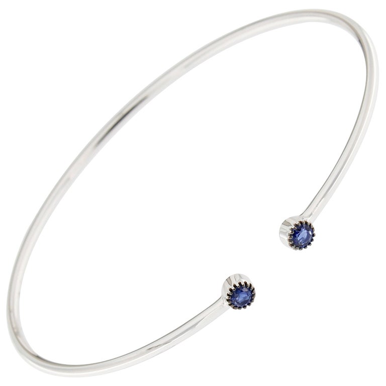Alex Jona Blue Sapphire 18 Karat White Gold Bangle Bracelet at 1stDibs