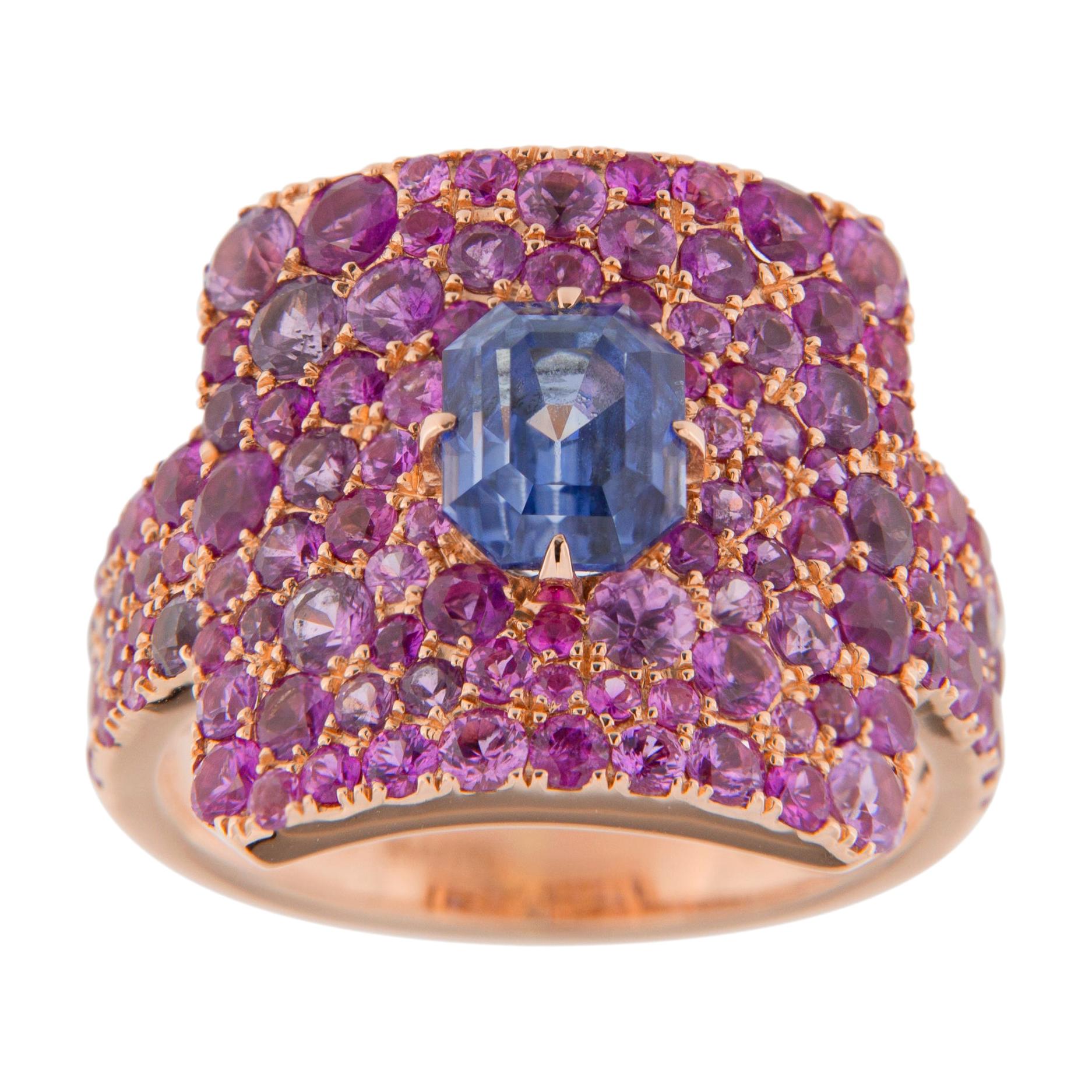 Jona Pink Spinel Pink Sapphire 18 Karat Rose Gold Ring at 1stDibs