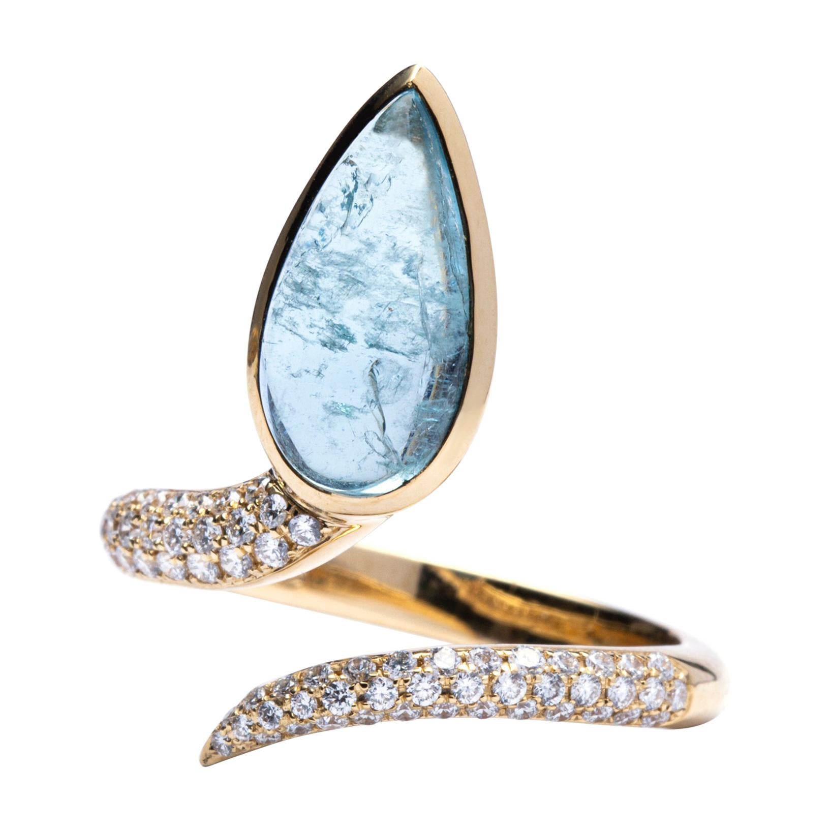 Pair of Diamond Gold Coil Rings at 1stDibs