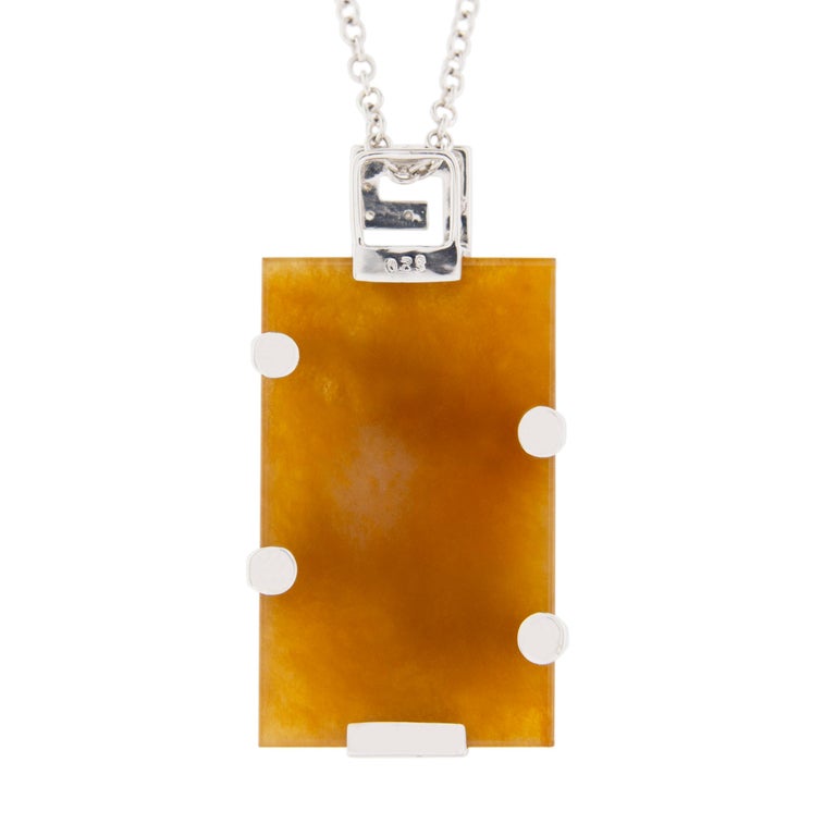 Alex Jona Brown Jadeite Jade White Diamond 18 Karat White Gold Pendant ...