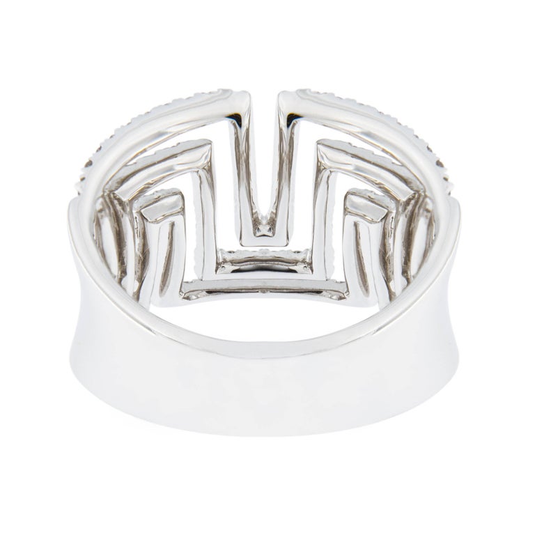 Jona Greek Key White Diamond 18 Karat White Gold Band Ring at 1stDibs