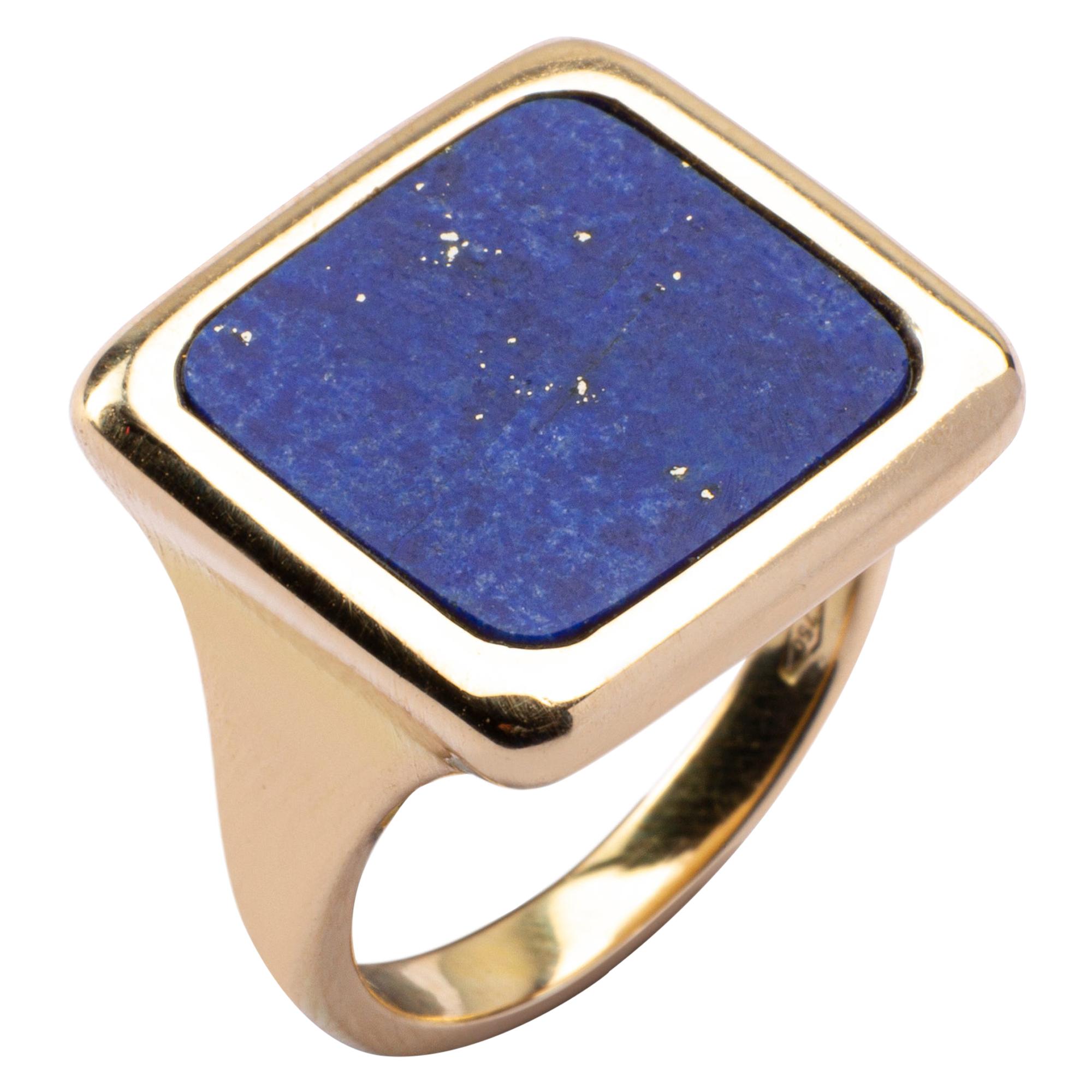 Lapis Lazuli Enamel Gold Ring at 1stDibs