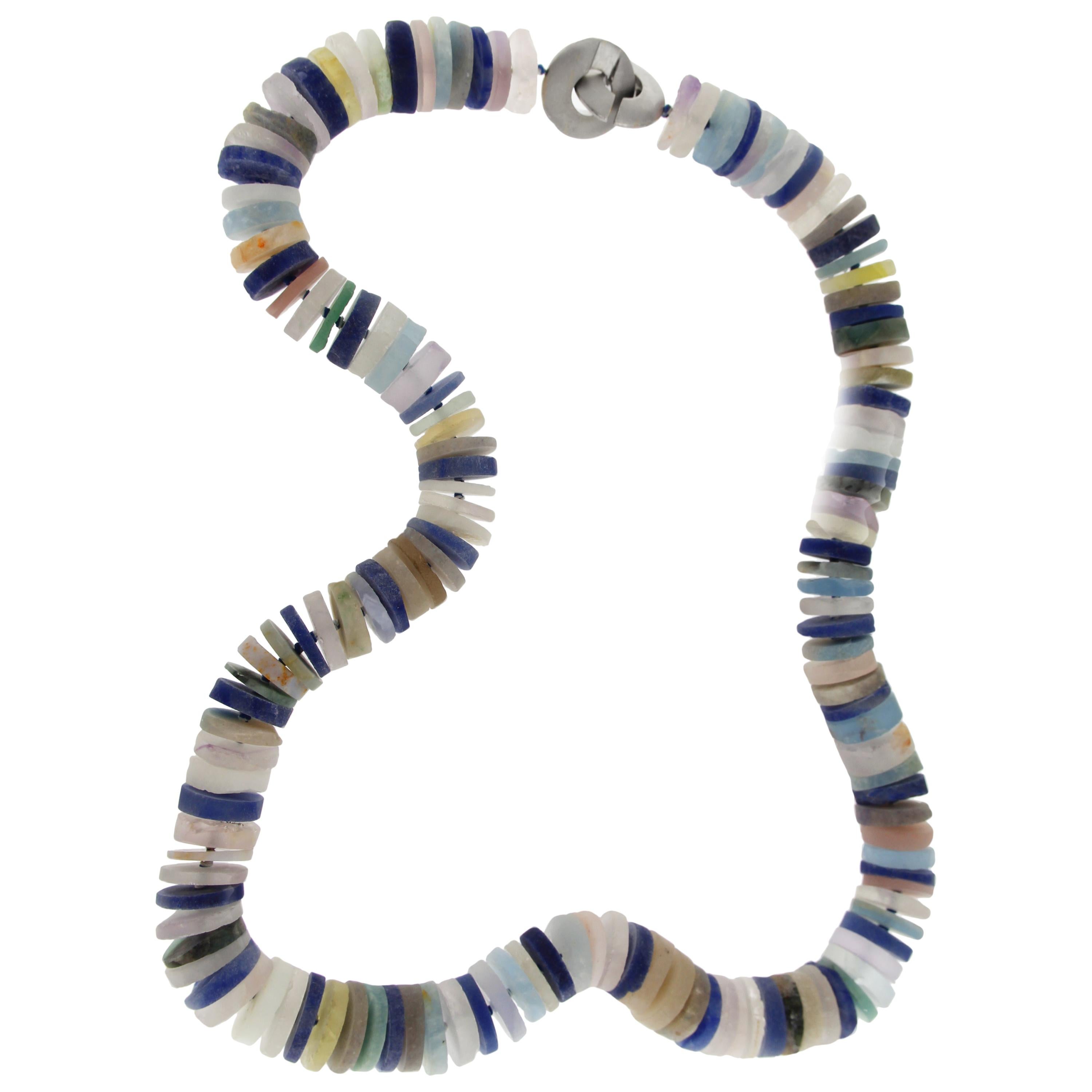 GIA Certified Turquoise Lapis Lazulli Yellow Gold Rondelle Necklace at ...