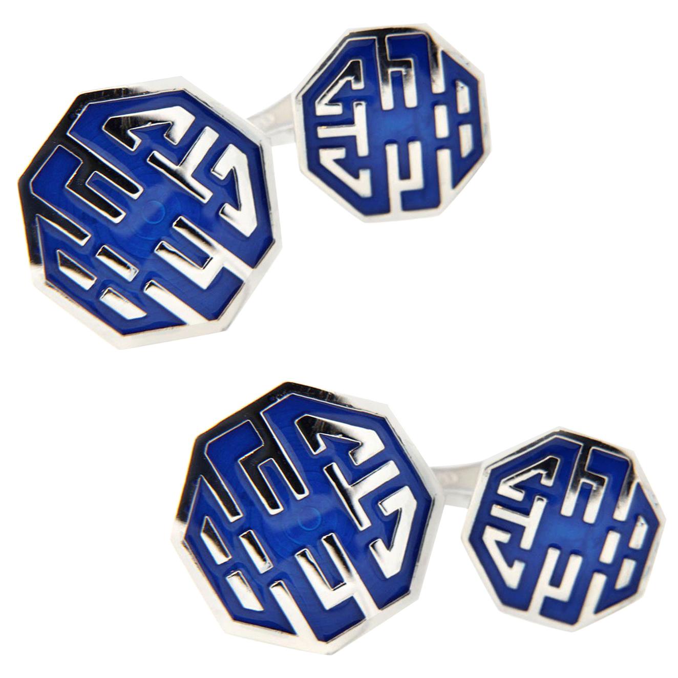 Jona Long and Happy Life Symbol Sterling Silver Cufflinks at 1stDibs