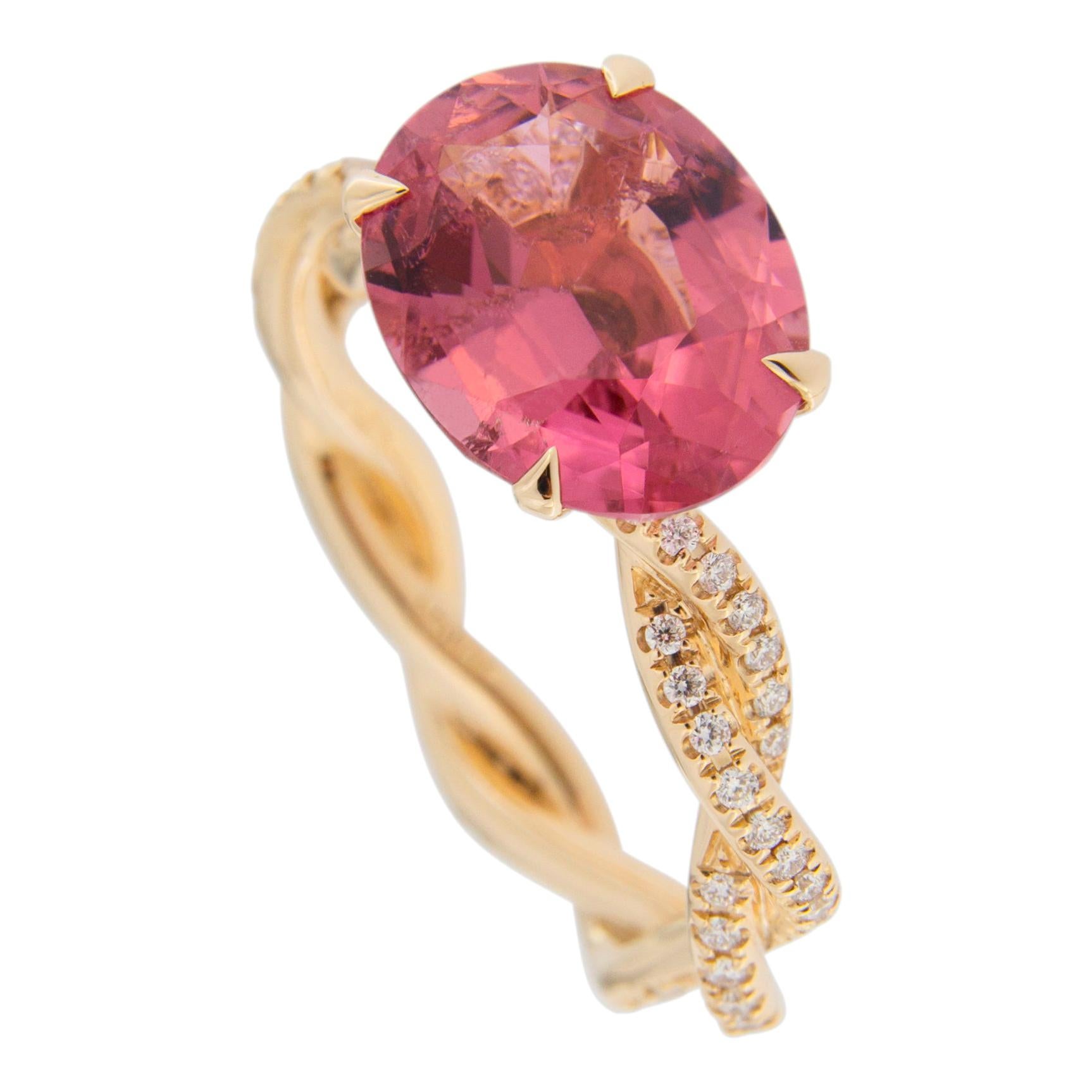 Alex Jona Pink Tourmaline 18 Karat Gold Ring For Sale at 1stDibs