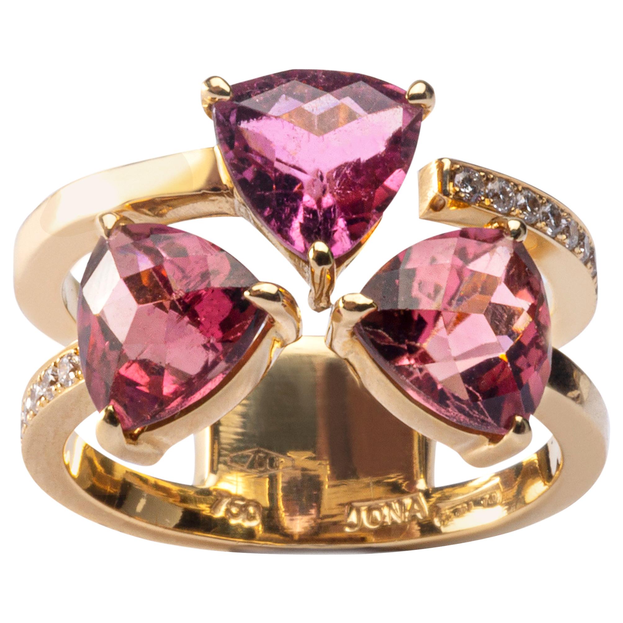 Bulgari Spiga Diamond Amethyst and Pink Tourmaline Yellow Gold Bypass ...
