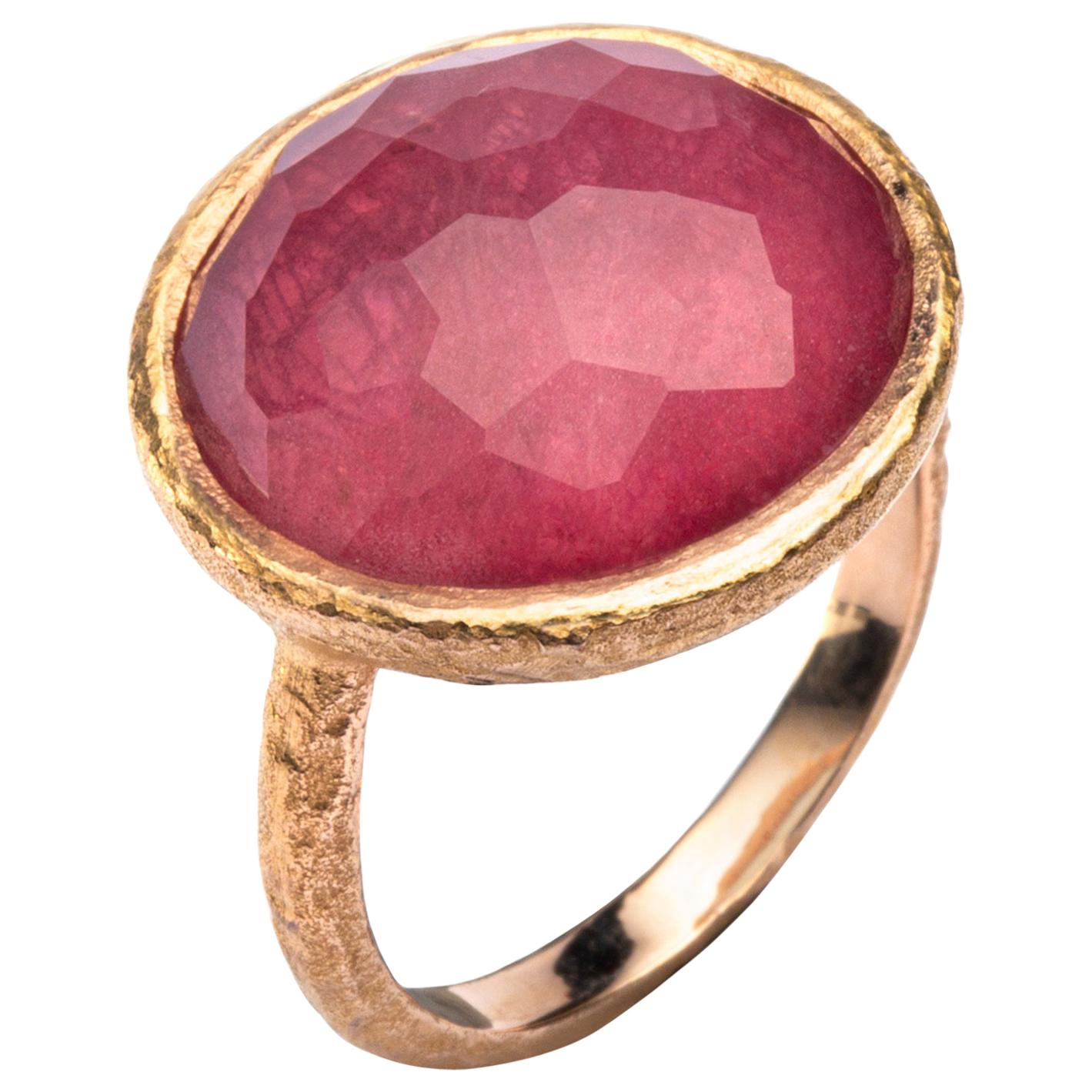 Jona Quartz Ruby 18 Karat Yellow Gold Ring at 1stDibs
