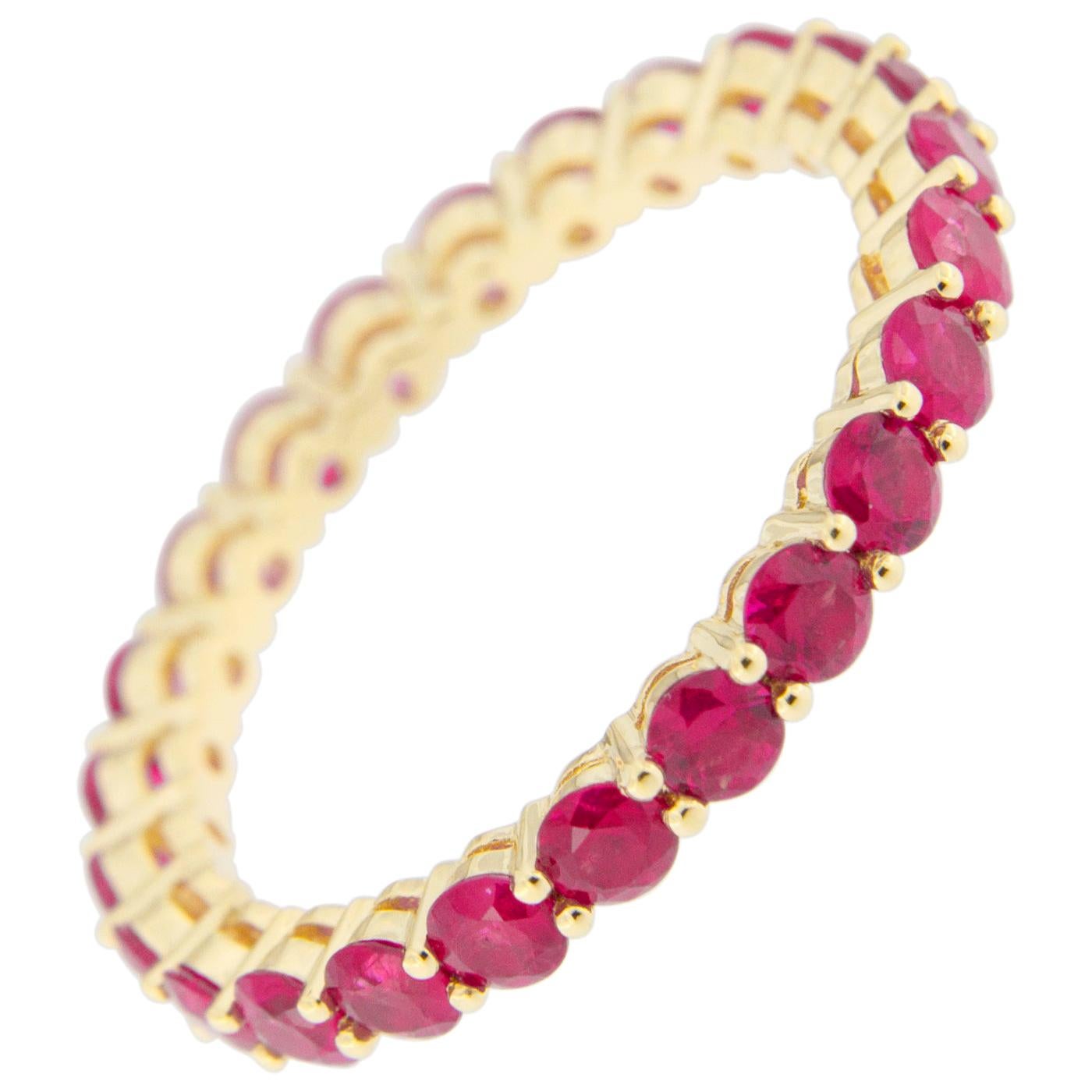 18 Karat Yellow Gold Eternity Ring Ruby For Sale at 1stDibs