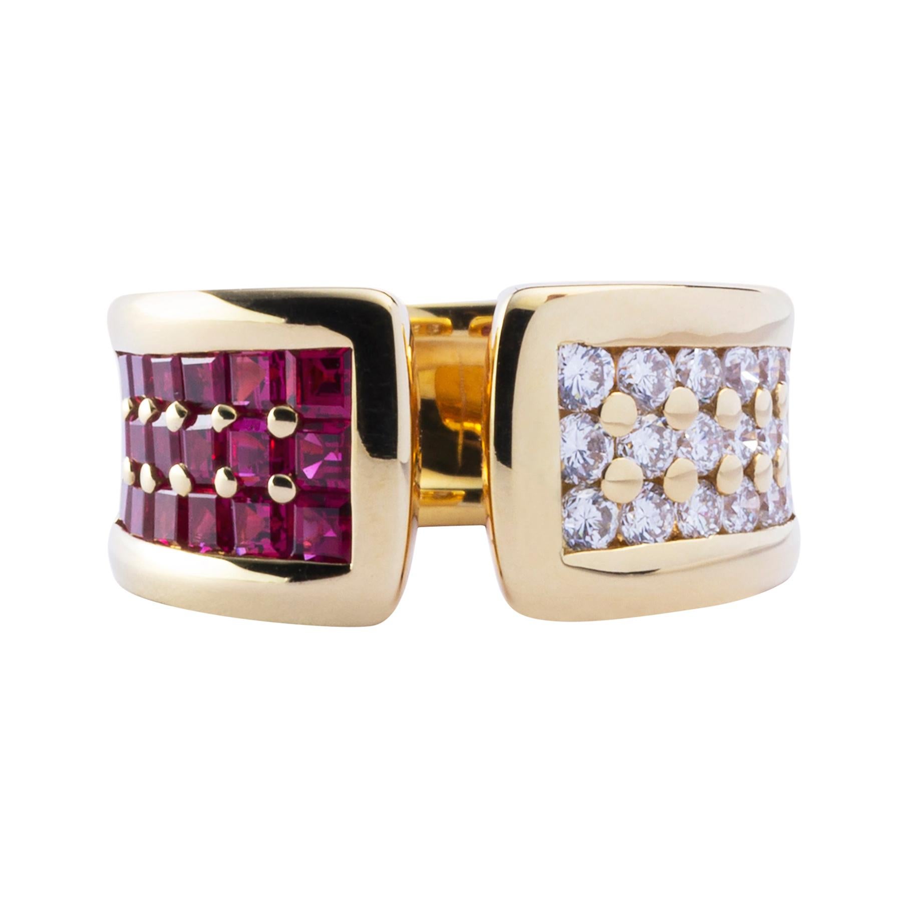 Alex Jona Ruby White Diamond 18 Karat Yellow Gold Band Ring For Sale at ...