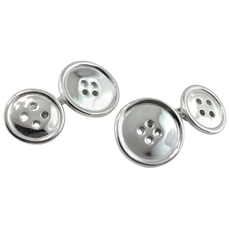 Alex Jona Silver Button Cufflinks For Sale at 1stDibs