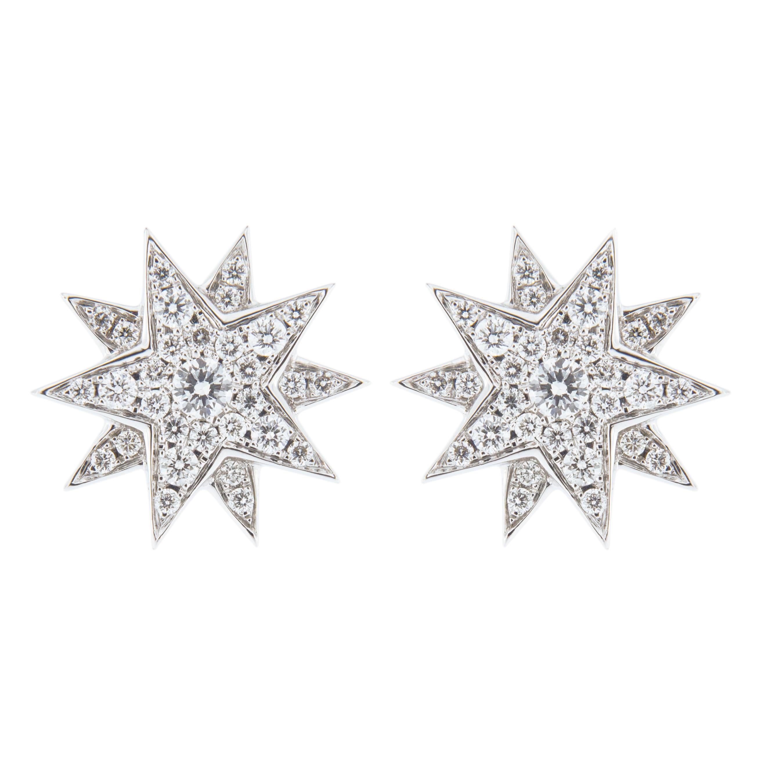Jona Star White Diamond 18 Karat White Gold Star Earrings For Sale at ...