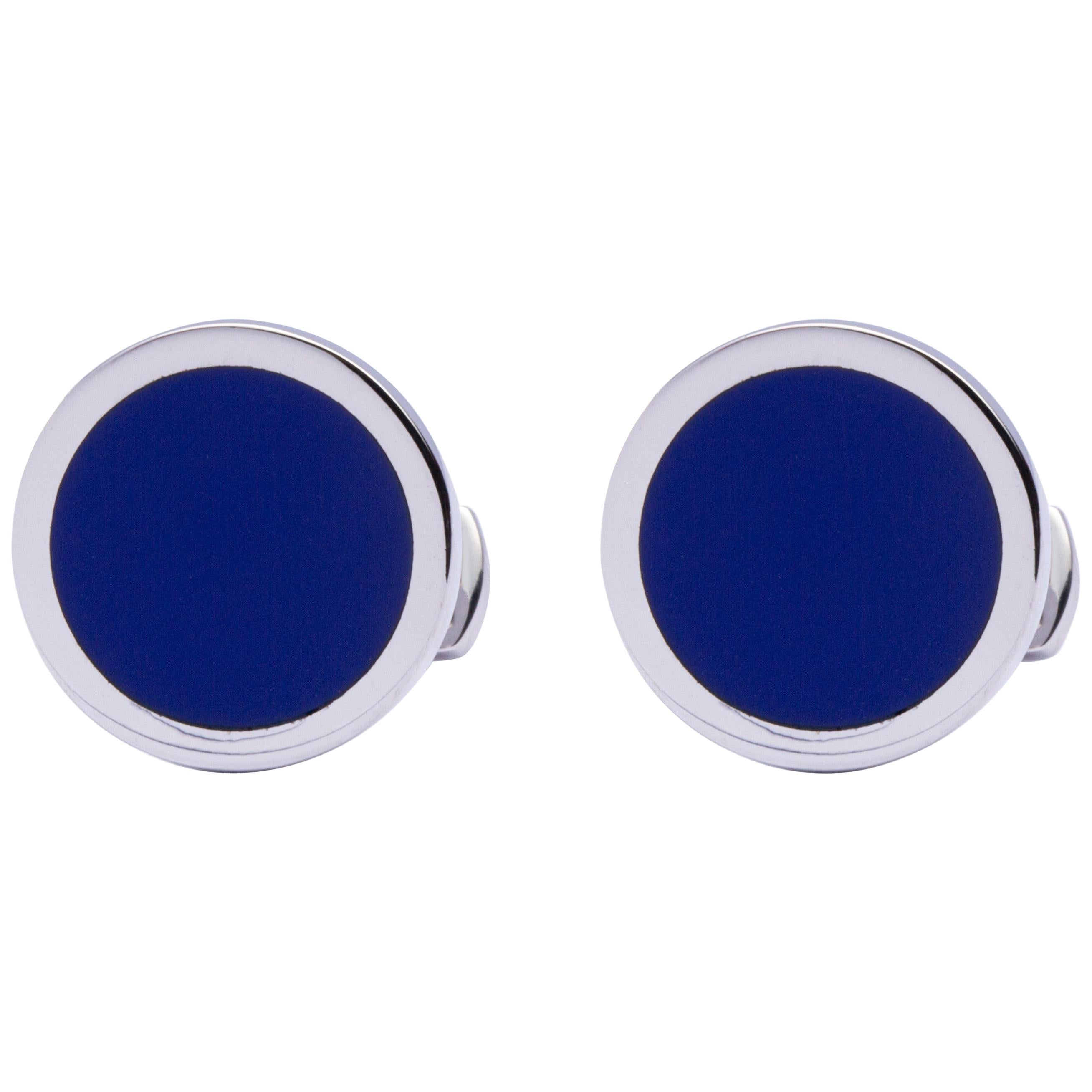 Alex Jona Sterling Silver Blue Enamel Motorcycle Cufflinks at 1stDibs
