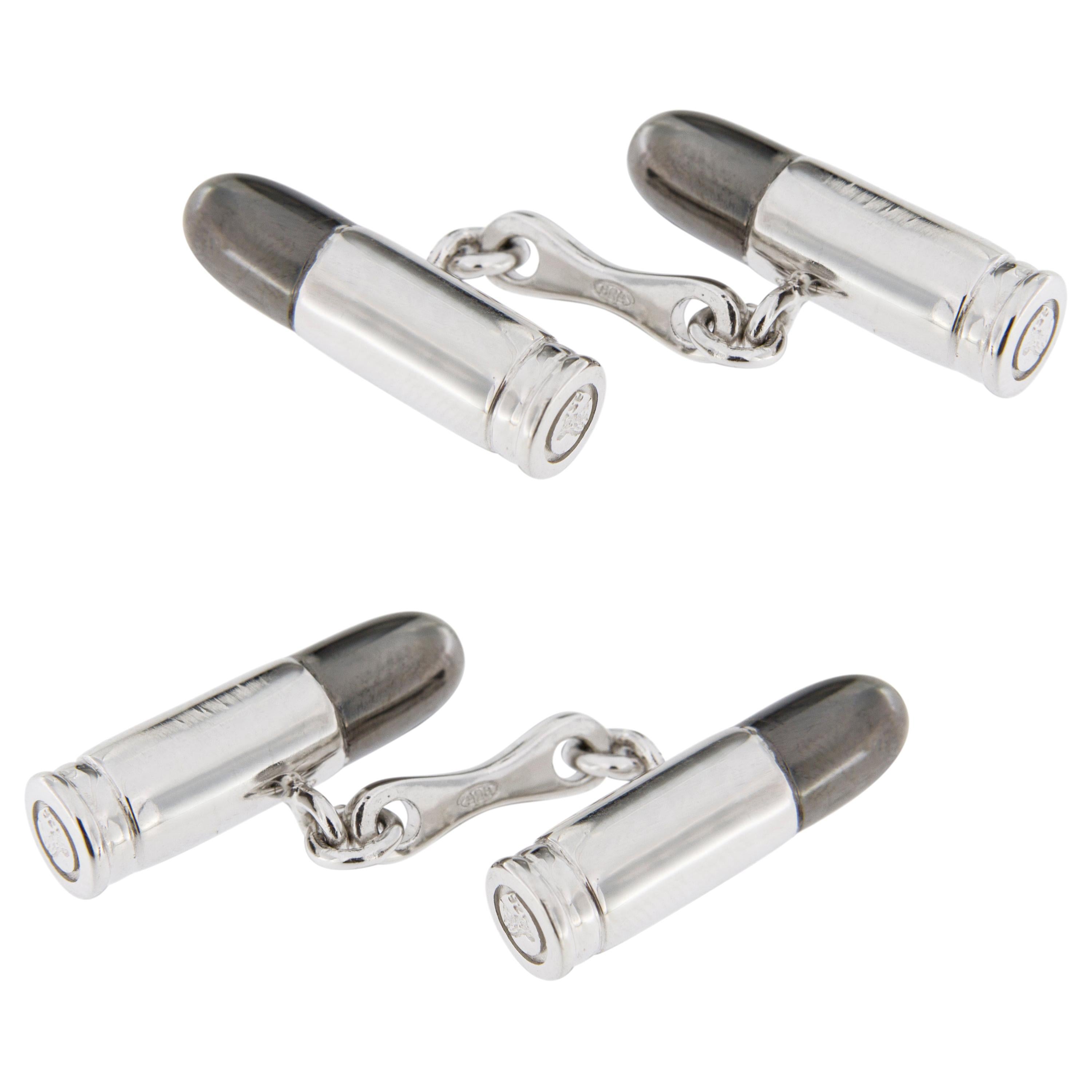 Jona Sterling Silver Bullet Cufflinks at 1stDibs