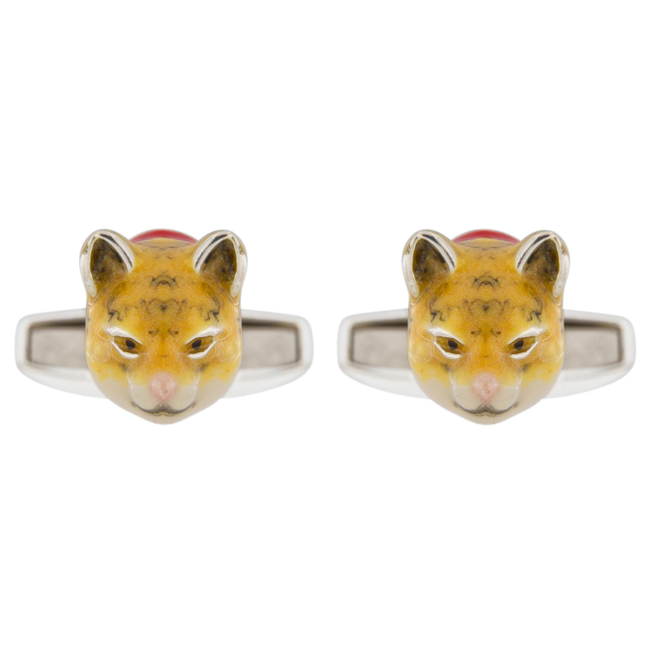 Alex Jona Sterling Silver Cat Cufflinks For Sale at 1stDibs