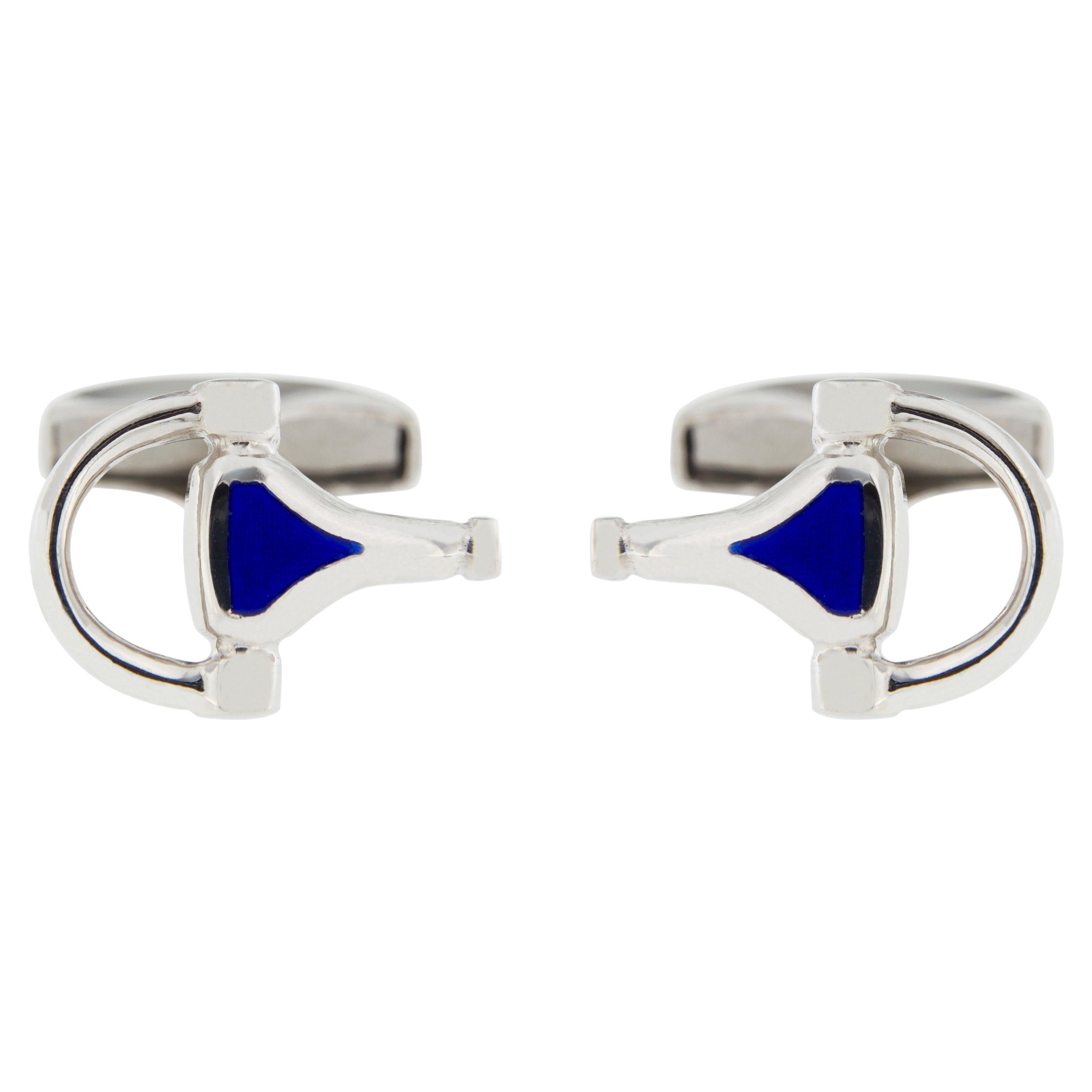 Vintage Reverse Painted Horse Cufflinks in Sterling Sliver For Sale at ...