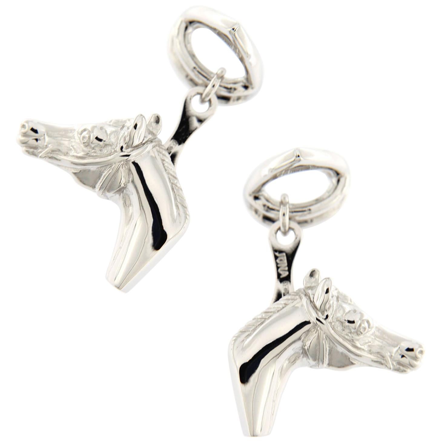 Victorian Sterling Silver Equestrian Cufflinks For Sale at 1stDibs