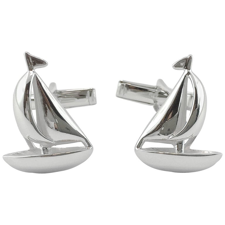 Alex Jona Sterling Silver Sail Boat Cufflinks For Sale at 1stDibs