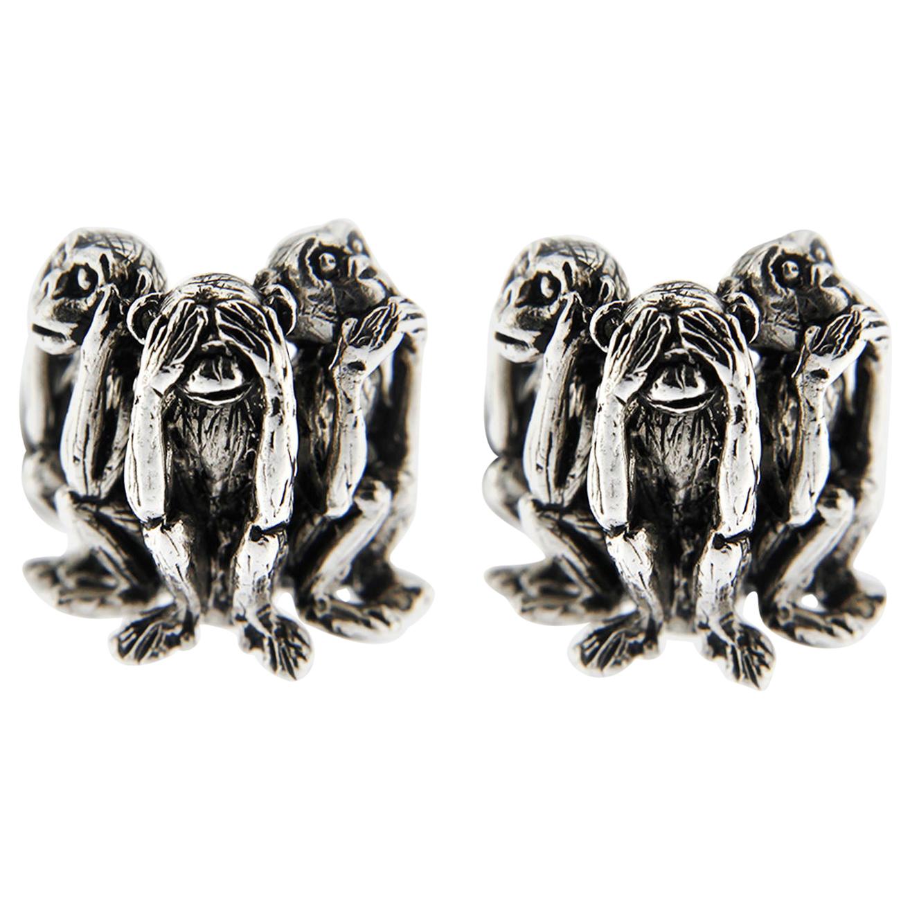 Whimsical Mish N.Y. Gold Monkey Banana Cufflinks at 1stDibs