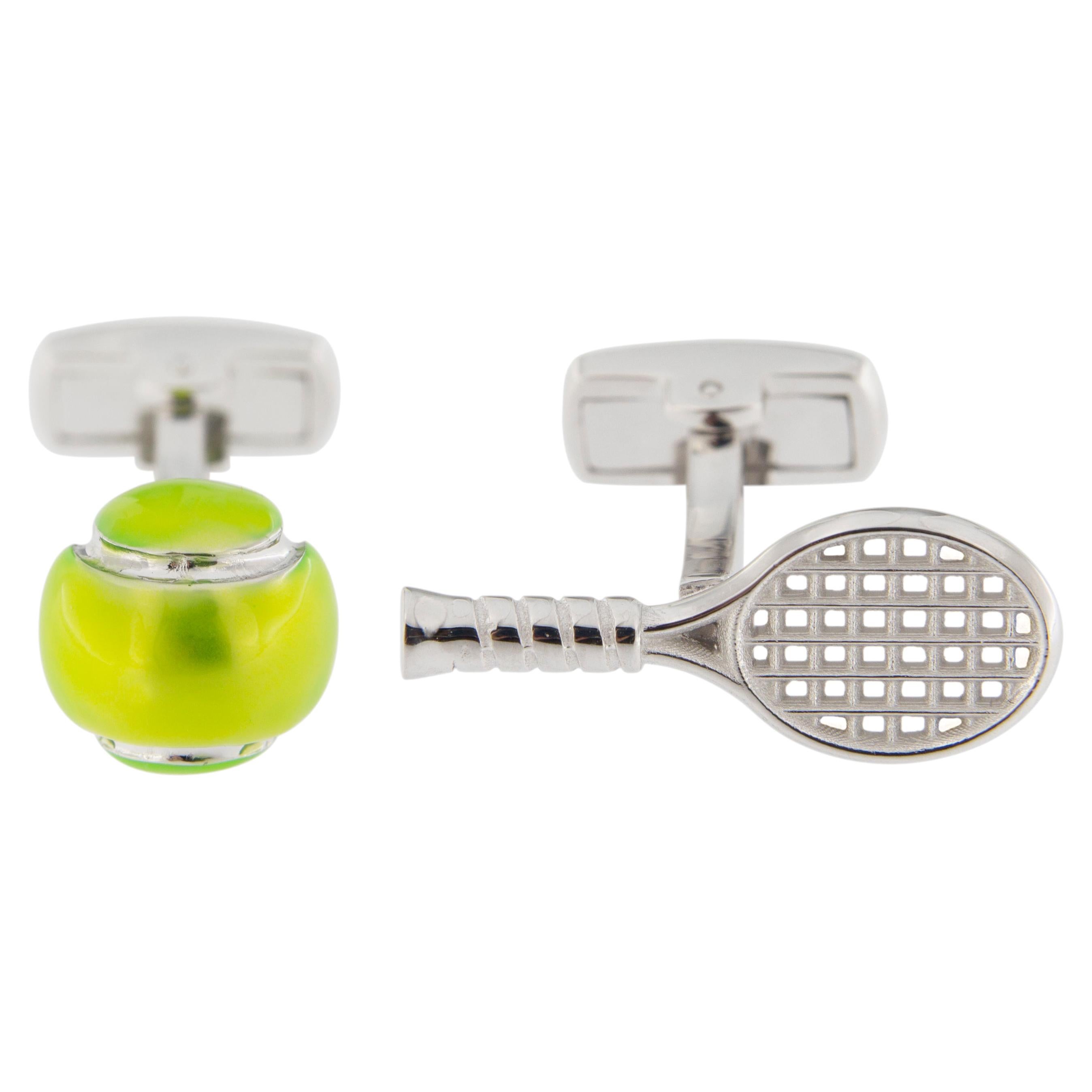 Silver and Enamel Golf Ball Cufflinks by DEAKIN and FRANCIS For Sale at ...