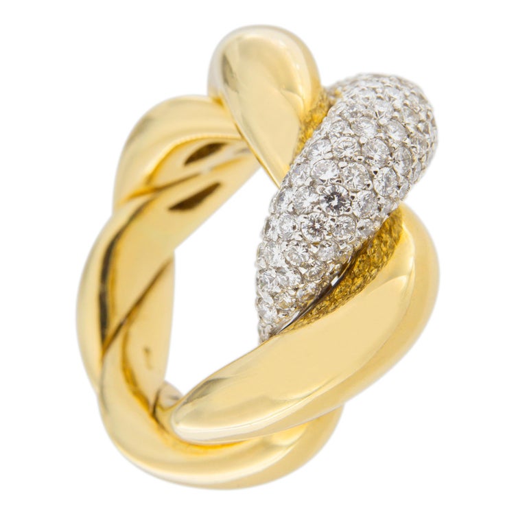 Alex Jona Corda White Diamond 18 Karat Yellow Gold Cocktail Ring For ...