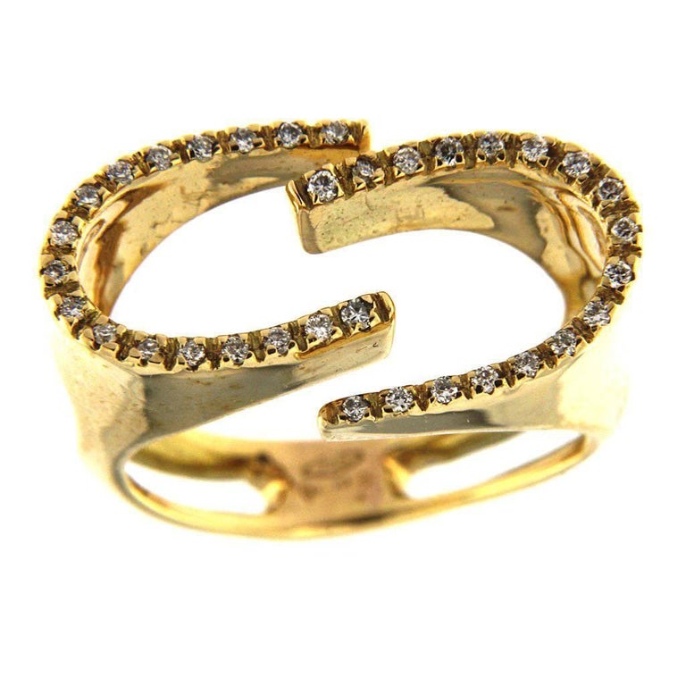 Alex Jona White Diamond 18 Karat Yellow Gold Ring For Sale at 1stDibs