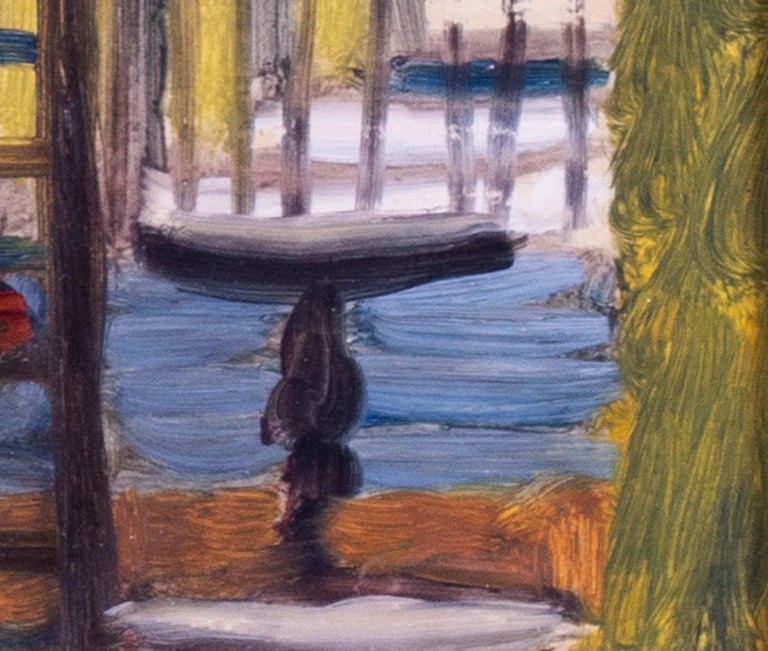 Jonathan Adams - 20th Century oil painting of figures by a fountain by ...