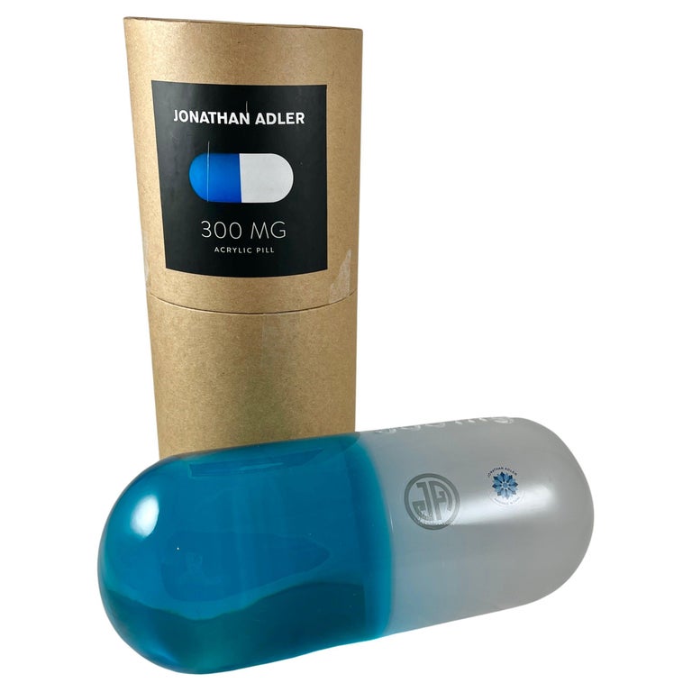 Jonathan Adler Acrylic Pop Art Pill Sculpture, 300 MG Blue For Sale at ...