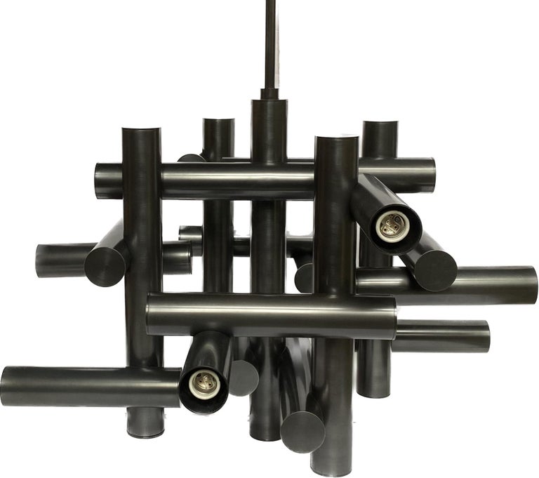 Italian Mid Century Modern Style Tubular Rod Chandelier Jonathan Adler ...