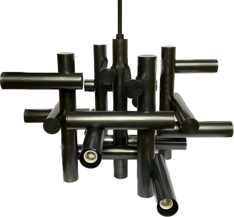 Italian Mid Century Modern Style Tubular Rod Chandelier Jonathan Adler ...
