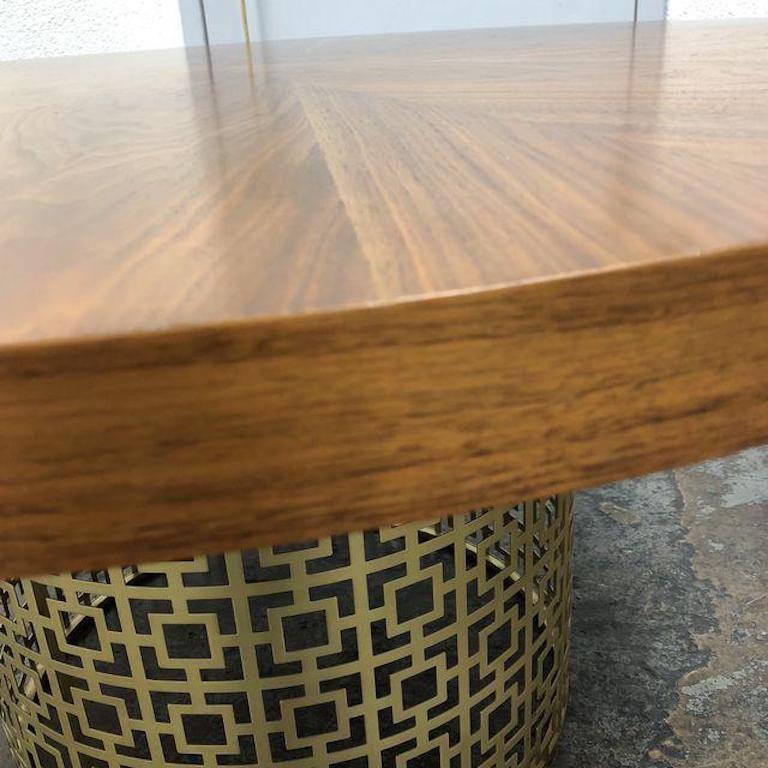 Jonathan Adler Walnut Veneer and Brushed Brass Nixon Cocktail Table at ...