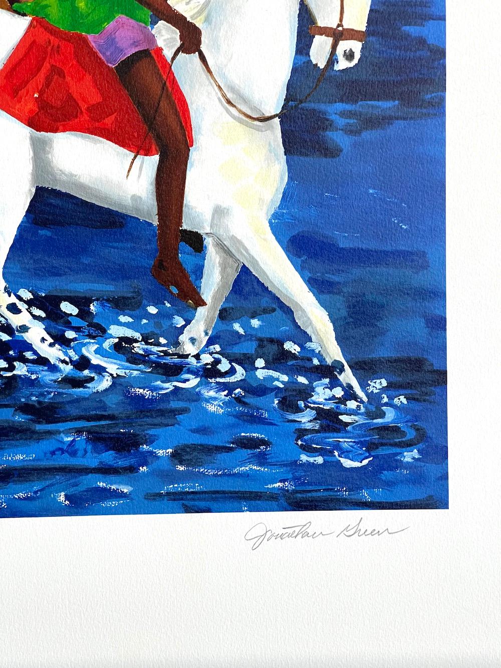 Jonathan Green - FATHER and SON Signed Lithograph, Horseback Riding ...