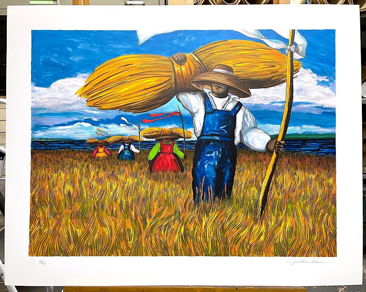 Jonathan Green - SWEETGRASS CARRIERS Signed Lithograph, South Carolina Lowcountry, Gullah ...