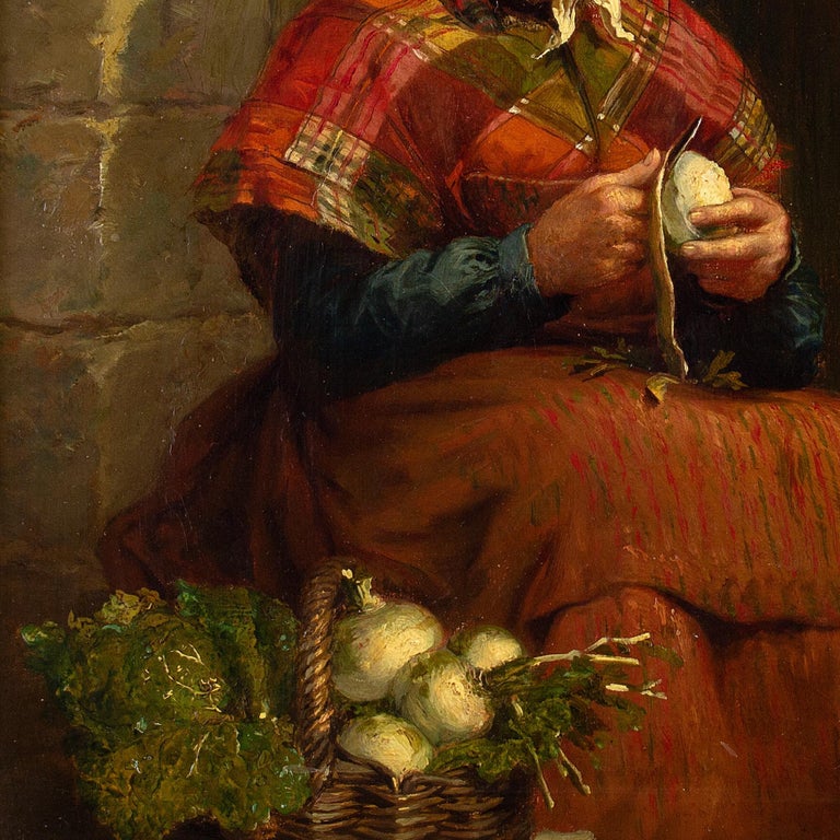 Jonathan Pratt - Jonathan Pratt, Peeling Turnips, Oil Painting For Sale ...