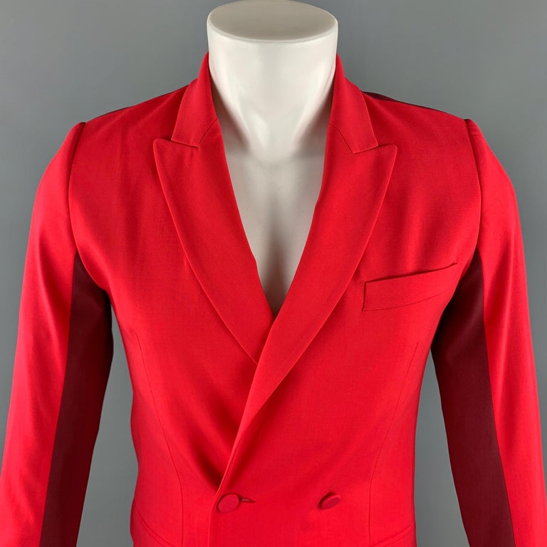 JONATHAN SAUNDERS Size 34 Red and Burgundy Two Toned Wool Sport Coat ...