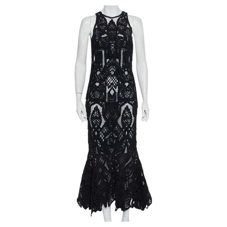 Jonathan Simkhai Black Lace and Tulle Mermaid Sheer Gown M For Sale at ...