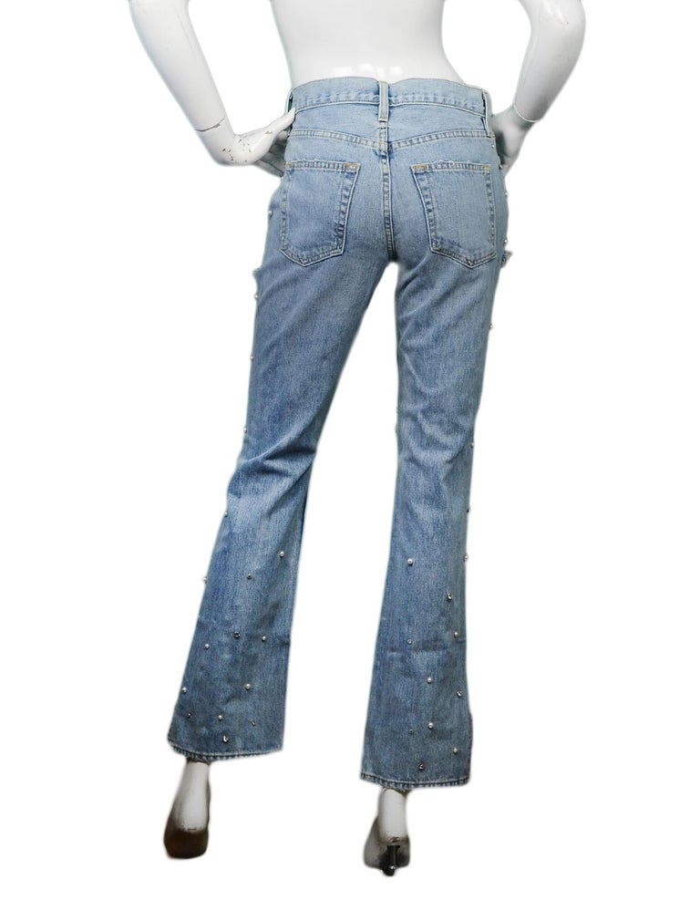 Jonathan Simkhai Pearl/Crystal Embellished Distressed Jeans Sz 24/US2 ...