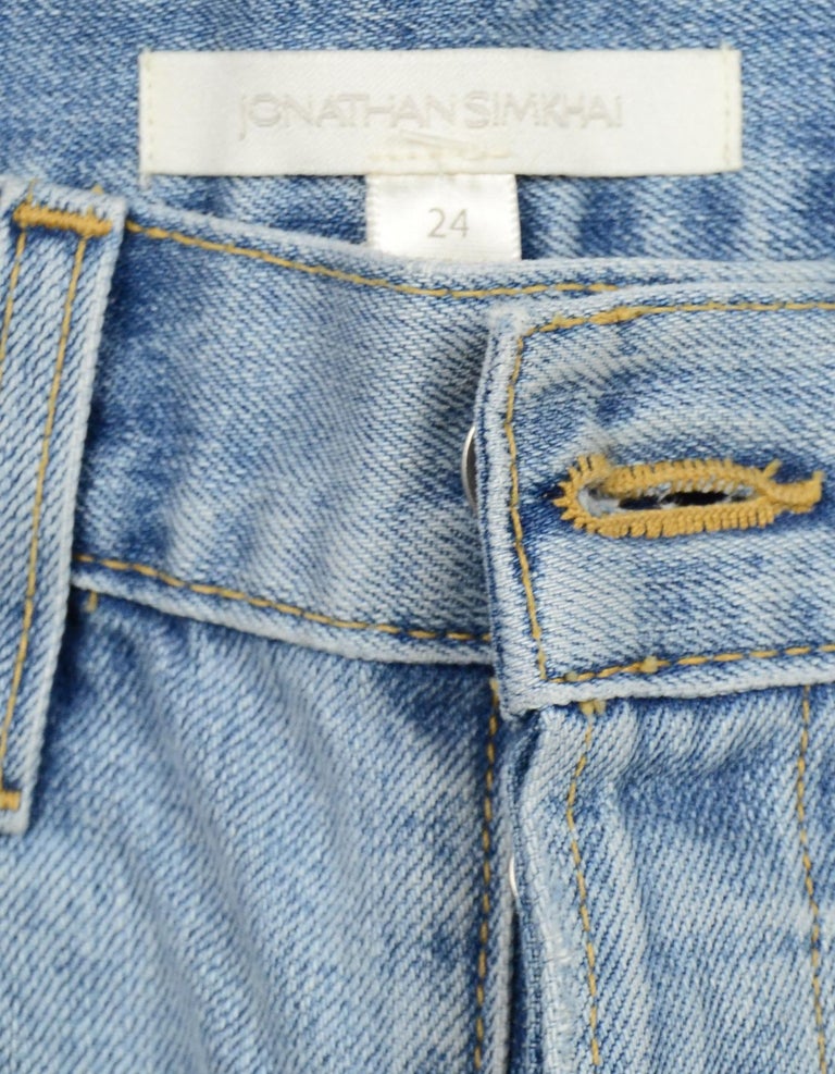 Jonathan Simkhai Pearl/Crystal Embellished Distressed Jeans Sz 24/US2 ...