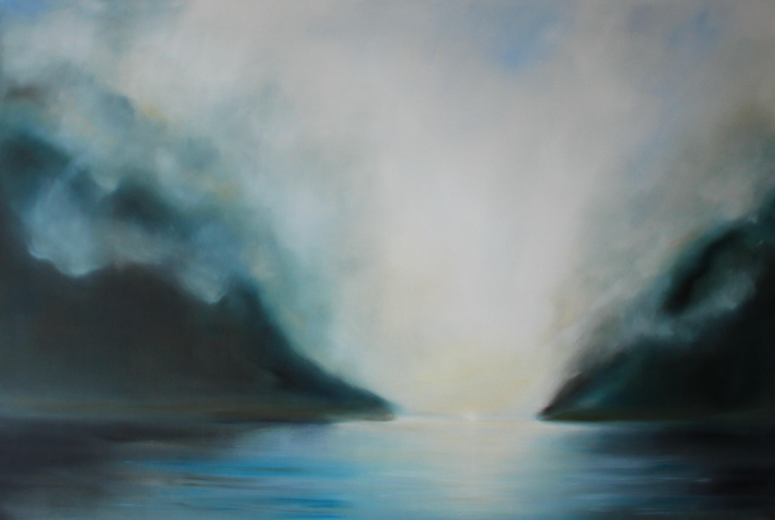 Jonathan Speed - Tranquility - abstract landscape lake waterscape oil ...