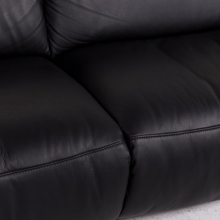 Joop Leather Sofa Black Two-Seat Function Relax Function Couch For Sale ...