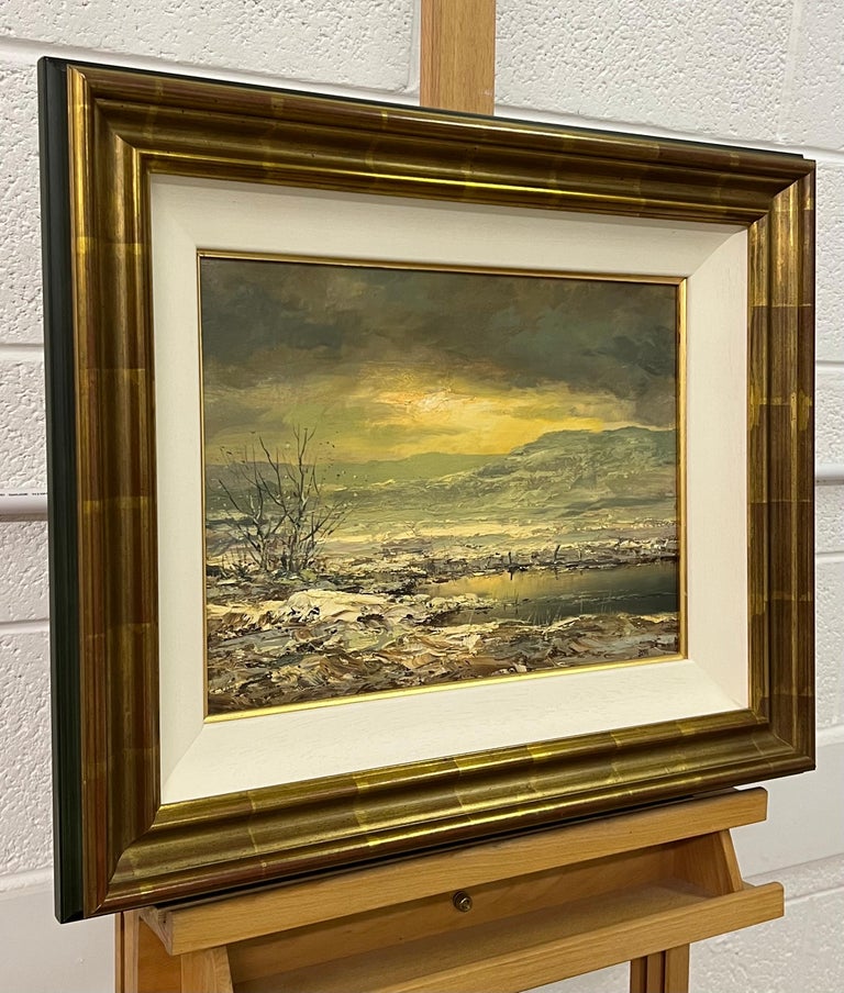 Joop Smits - Painting of the Winter Sunshine with Mountain Lake by 20th ...